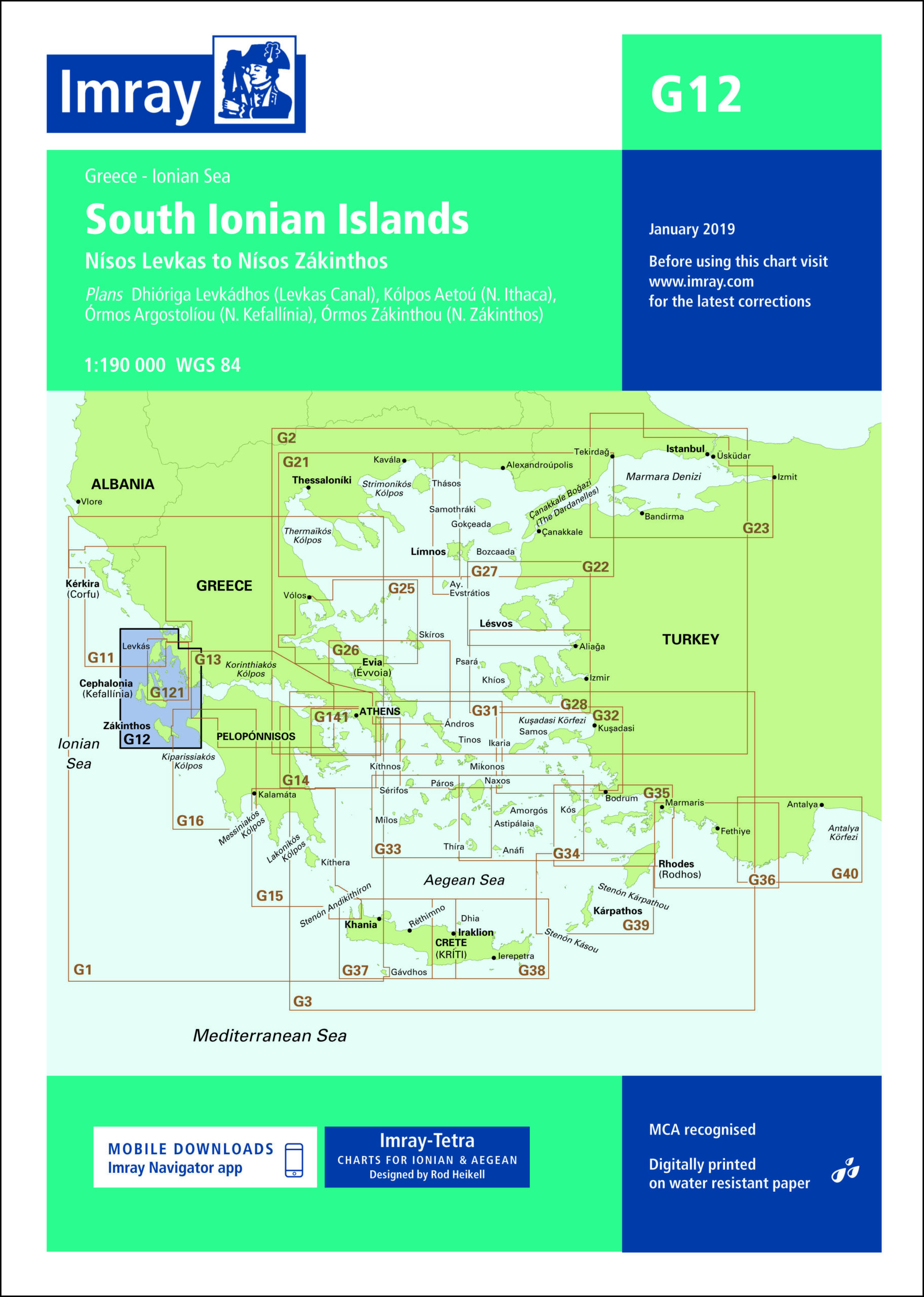 IMRAY CHART G12 SOUTH IONIAN ISLANDS | Gauci Borda - Marine | Hardware ...