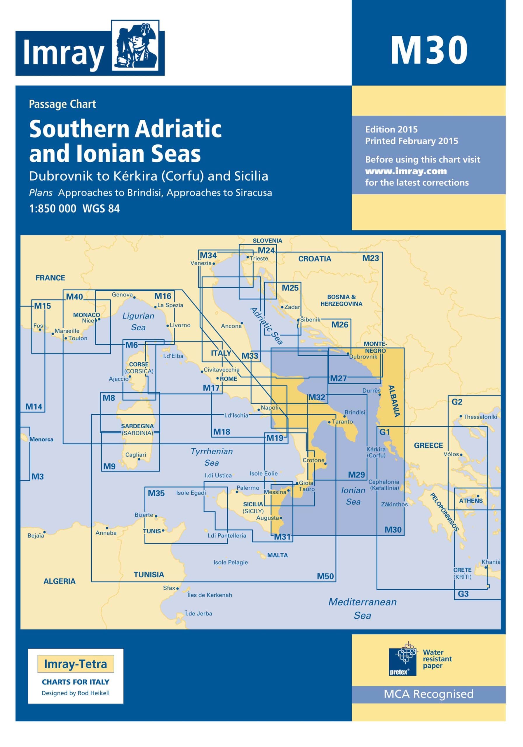 IMRAY CHART M30 SOUTH.ADRIATIC + IONIAN | Gauci Borda - Marine ...